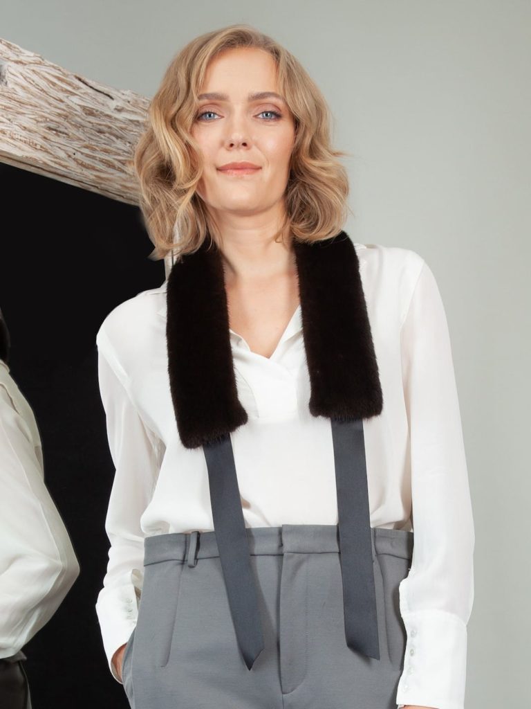 Tied Black Mink Fur Scarf | Handmade by NordFur