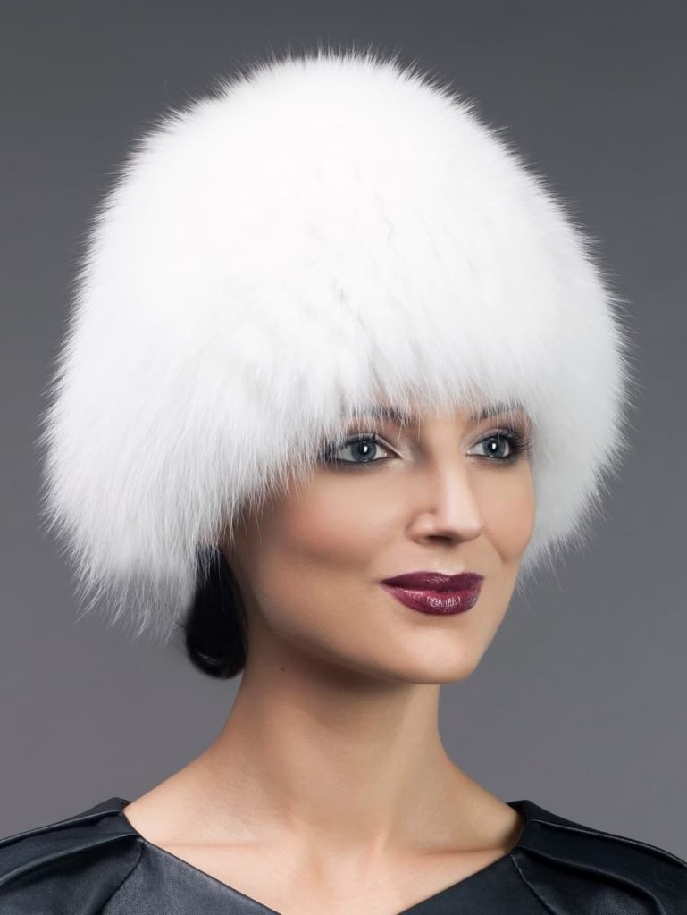 Knitted Wool & White Fox Stretchy Fur Hat | NordFur