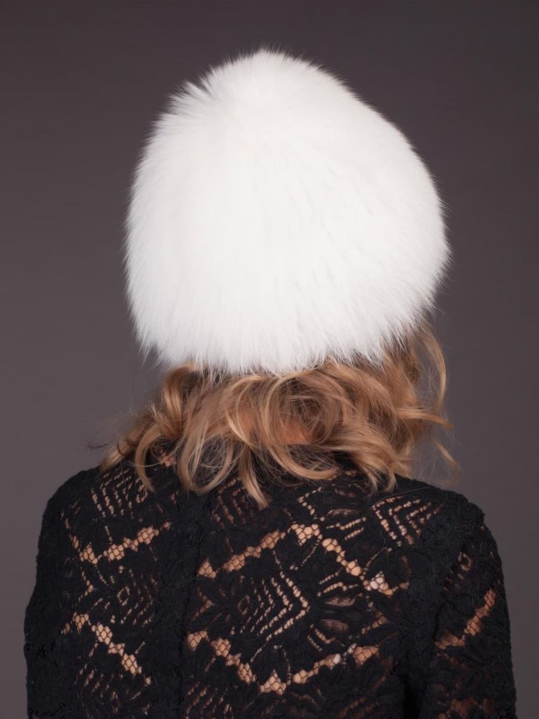 Knitted Wool & White Fox Stretchy Fur Hat | NordFur