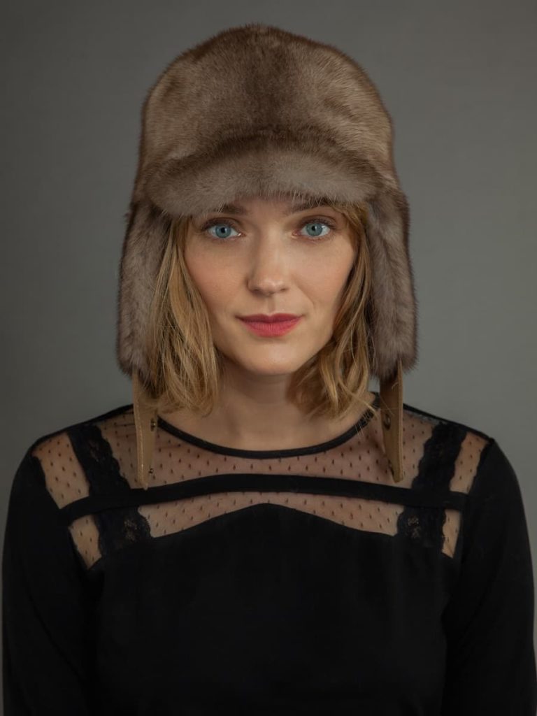 Beige Mink Full Fur Russian Ushanka Hat | Handmade by NordFur