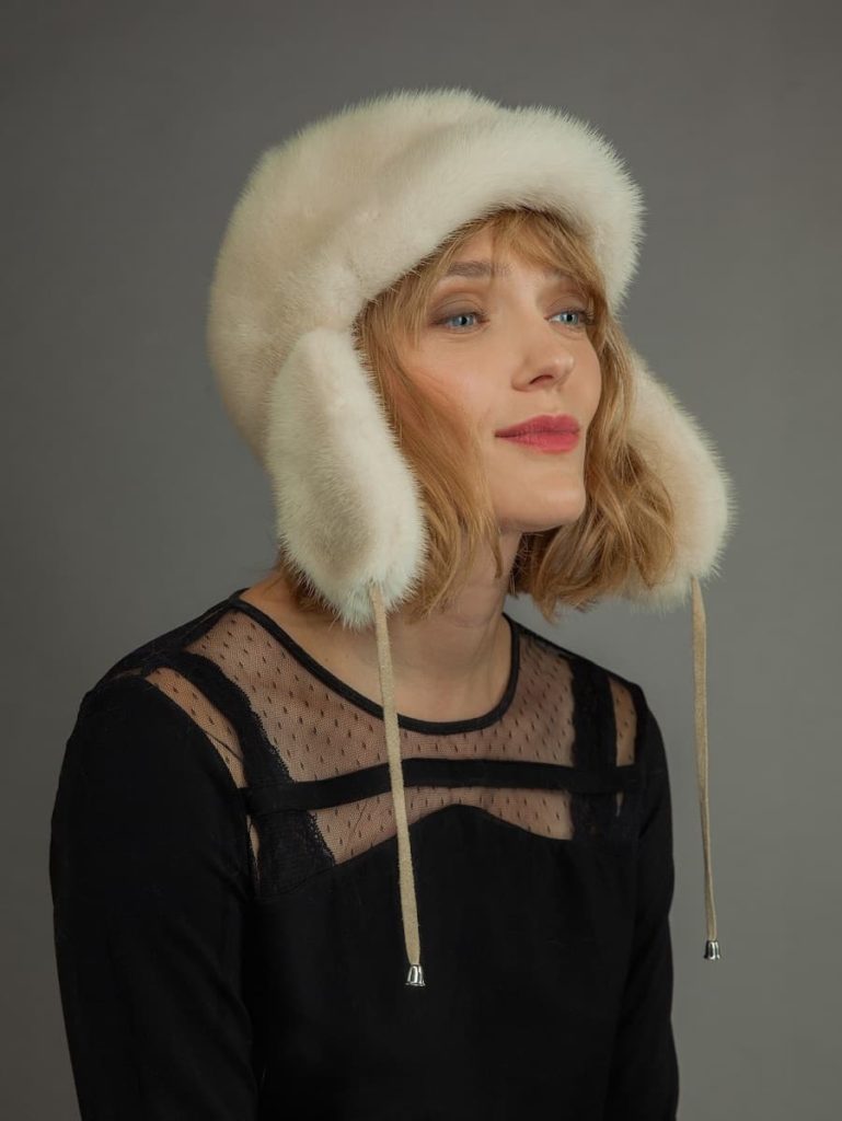 Classic Black Mink Fur Russian Ushanka Hat With Ear Flaps | Handmade by ...