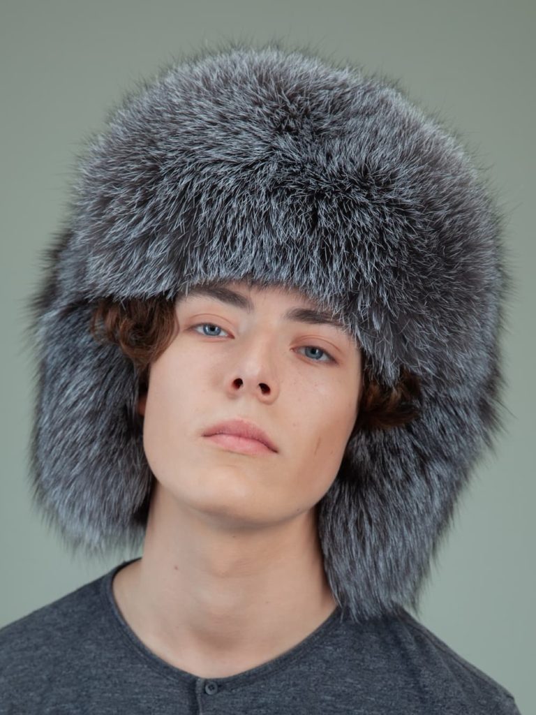 Silver Fox Full Fur Ushanka Hat with Ear Flaps | Handmade by NordFur