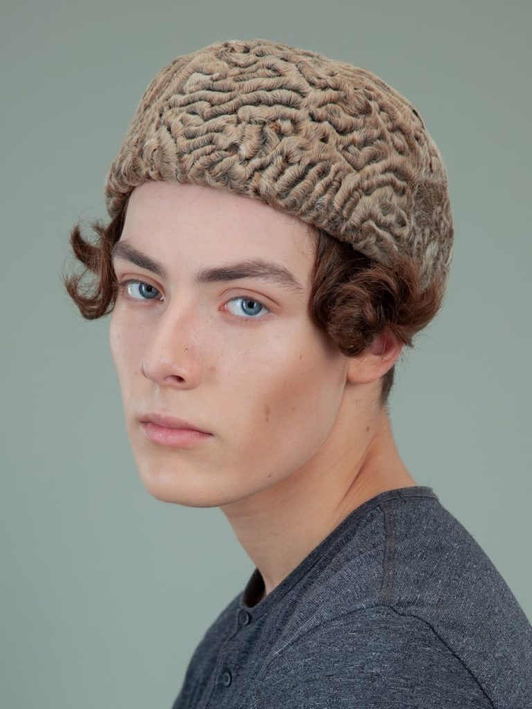 Black Astrakhan Karakul Fur Polo Cap | Handmade by NordFur