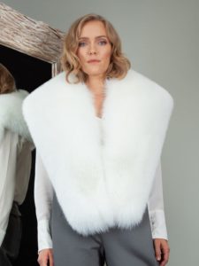 Extra Wide White Fox Fur Collar | Handmade by NordFur