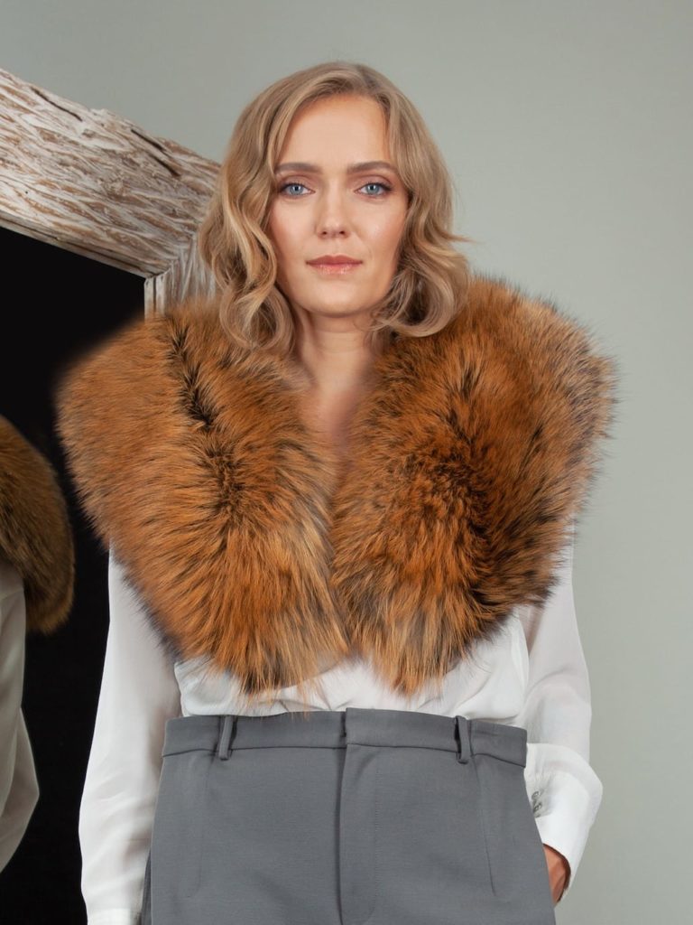 Wide Bronze Fox Fur Collar | Handmade by NordFur
