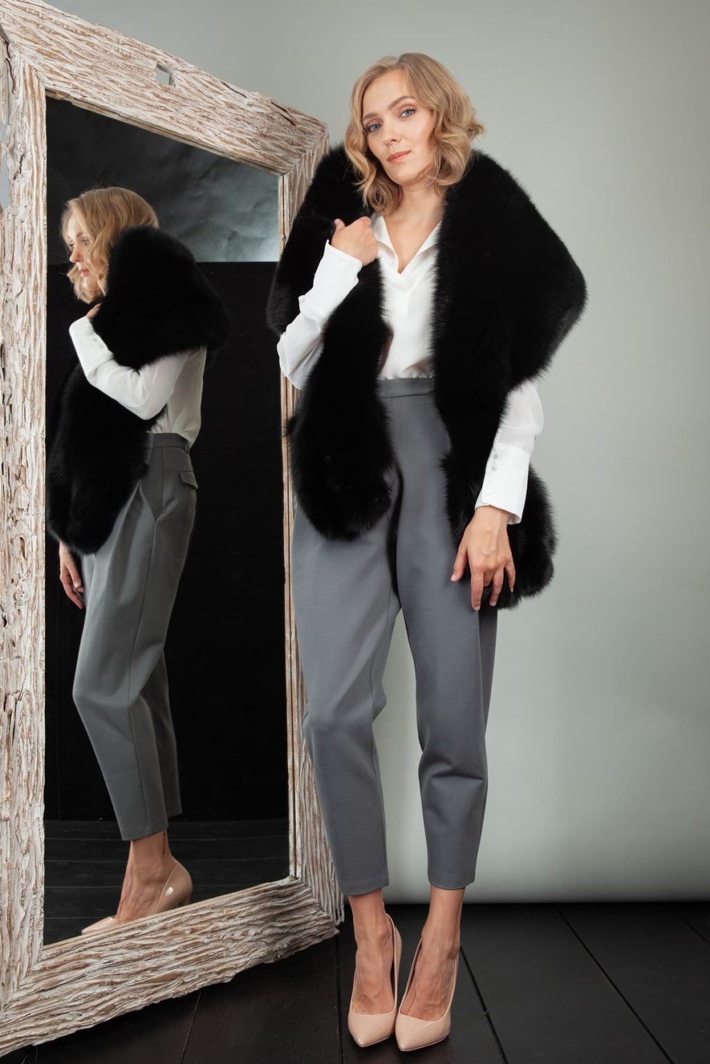 Double-Sided Big Black Fox Fur Boa | Handmade by NordFur