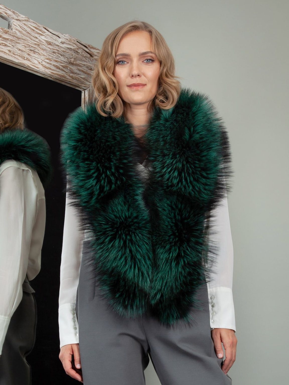 Double-Sided Big Black Fox Fur Boa | Handmade by NordFur