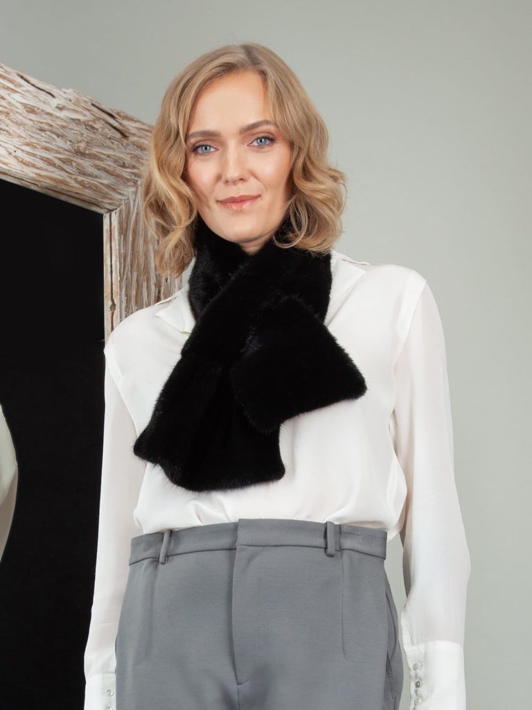 Tied Black Mink Fur Scarf | Handmade by NordFur