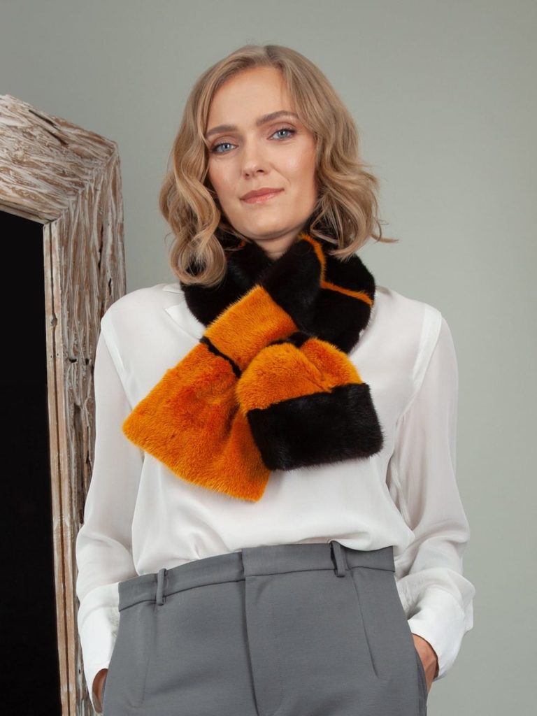 Long Brown Mink Fur Scarf | Handmade by NordFur
