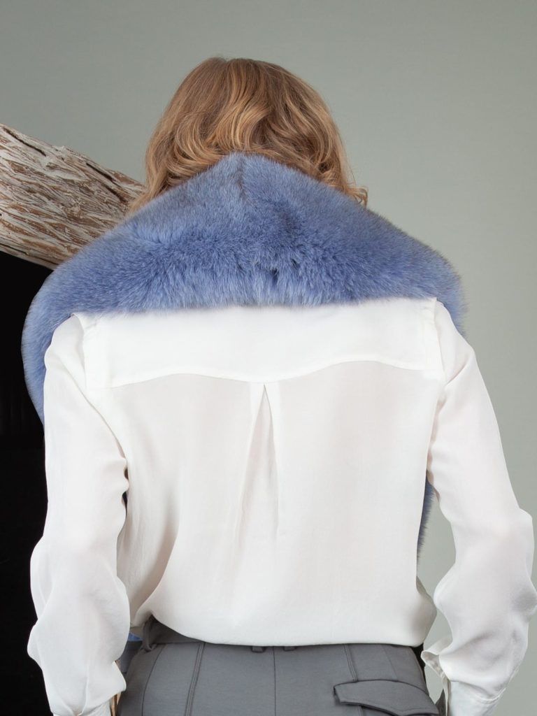Sky Blue Fox Fur Collar | Handmade by NordFur