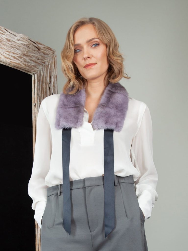 Tied Lavender Purple Mink Fur Scarf | Handmade by NordFur