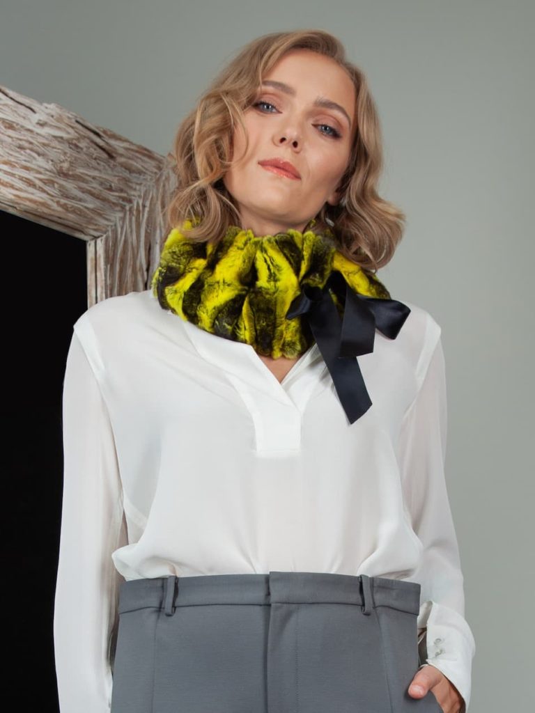 Chinchilla Fur Scarf With Ribbon | Handmade by NordFur