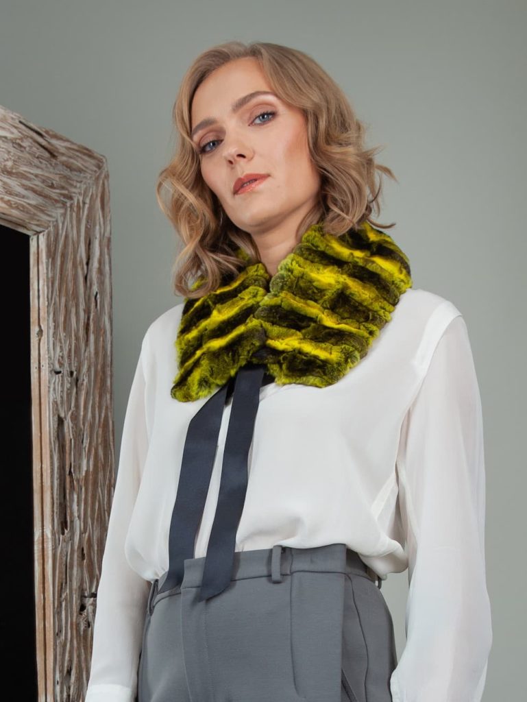 Tied Yellow Chinchilla Fur Scarf | Handmade by NordFur