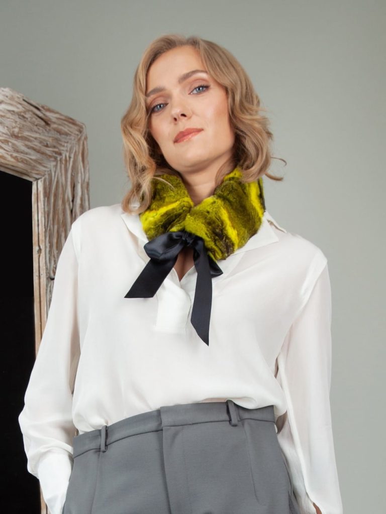 Chinchilla Fur Scarf With Ribbon | Handmade by NordFur