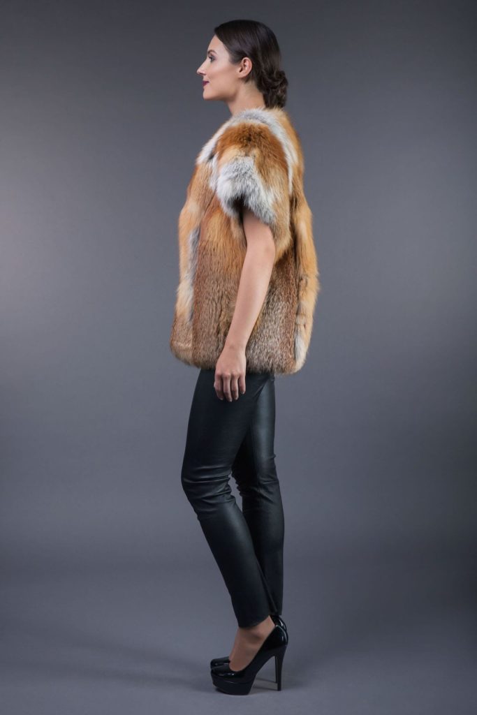 Short Natural Red Fox Fur Vest | Handmade by NordFur