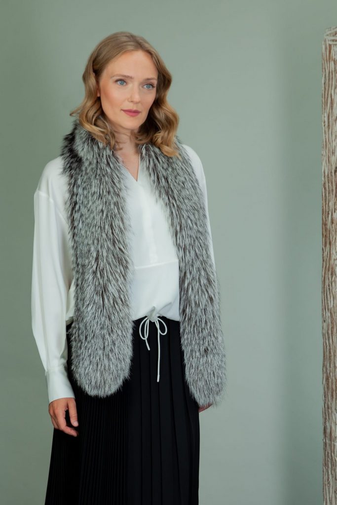 Long Silver Fox Fur Scarf | Handmade by NordFur